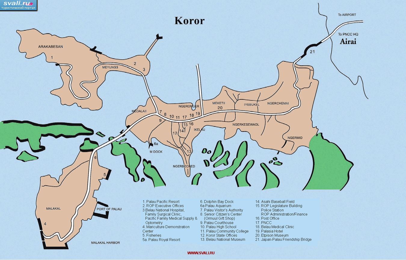 карты : Карта Корора (Koror), Палау (англ.) | Палау | Туристический ...