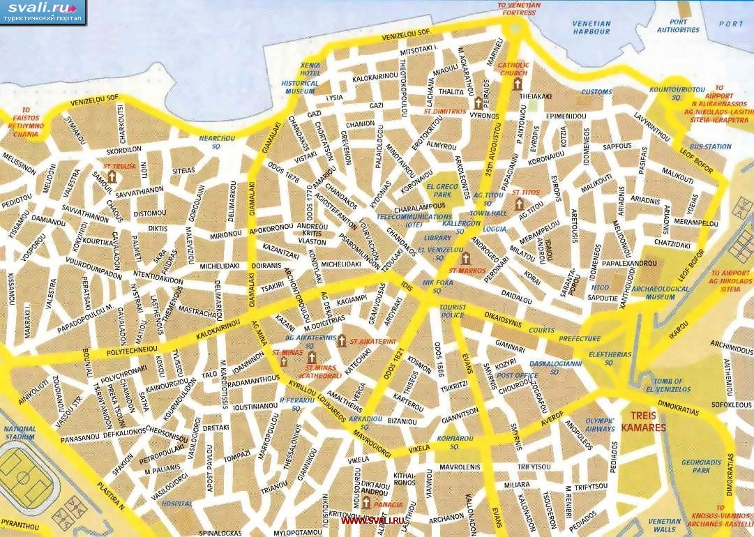 карты : Карта центра Ираклиона (Heraklion), остров Крит, Греция (англ ...